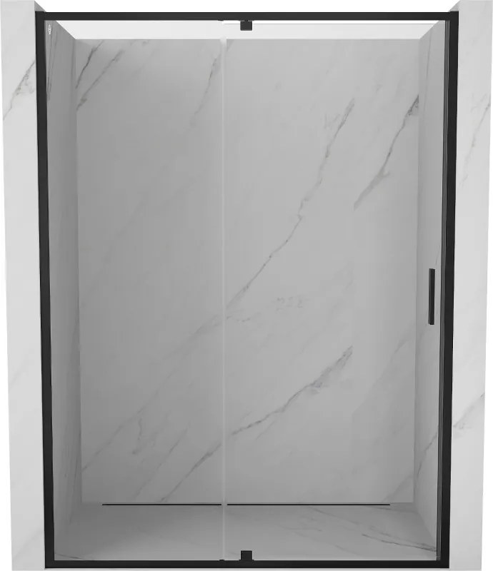 Mexen Exo, 1-křídlé dveře do otvoru 140x200 cm, 6mm čiré sklo, černý profil, 819-140-000-70-00