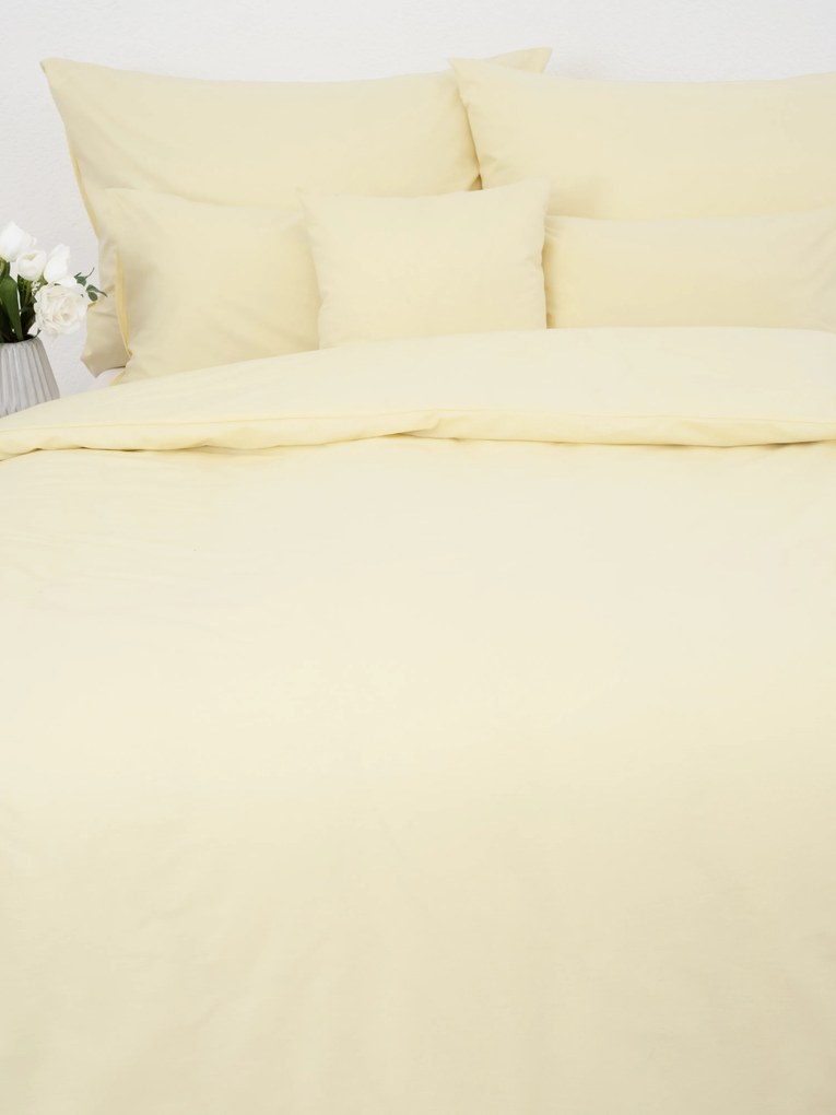 MK Lůžkoviny Francouzské bavlněné povlečení Renforcé - Jasmine pastelově žlutá 220 × 200 cm, 2ks 70 x 90 cm