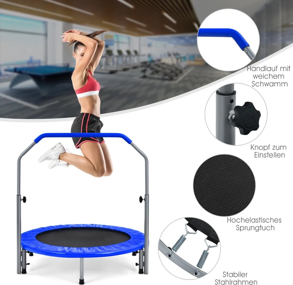 Costway Ø 101 cm skládací mini trampolína fitness trampolína s výškově