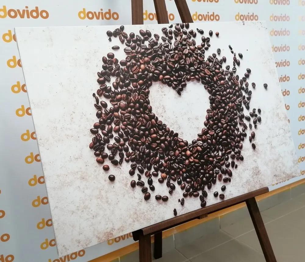 Obraz srdce z kávových zrn - 120x80 cm
