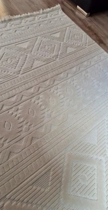 HU Krémově béžový moderní koberec TWIST CREAM 23929A Rozměr: 60x100 cm