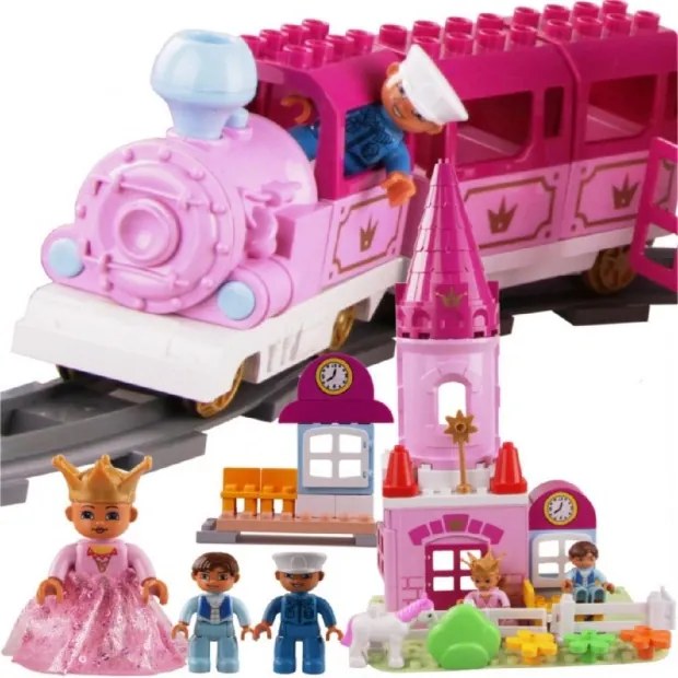 Blocki Mubi stavebnice Vláček - pohádkový zámek typ LEGO DUPLO 83 dílů se světlem a zvukem