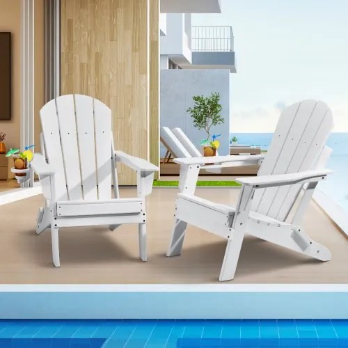 Plastová sada židlí Adirondack 2 skládací ohniště do každého počasí bílé