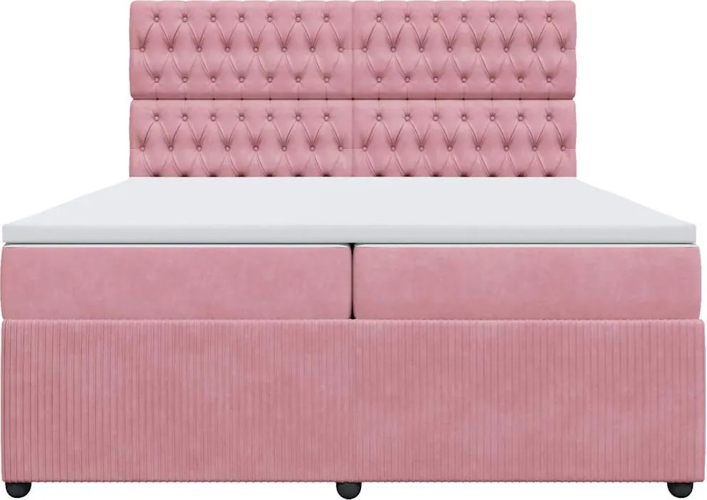 Box spring postel s matrací růžová 200x200 cm samet 3294741