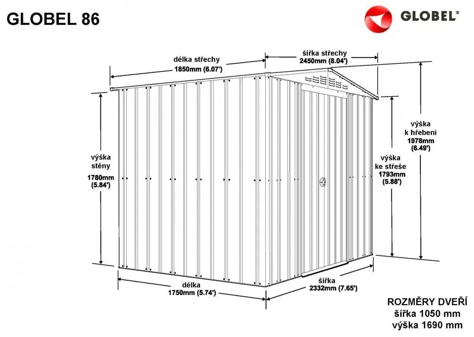 Zahradní domek 233x175 cm kovový Lanitplast