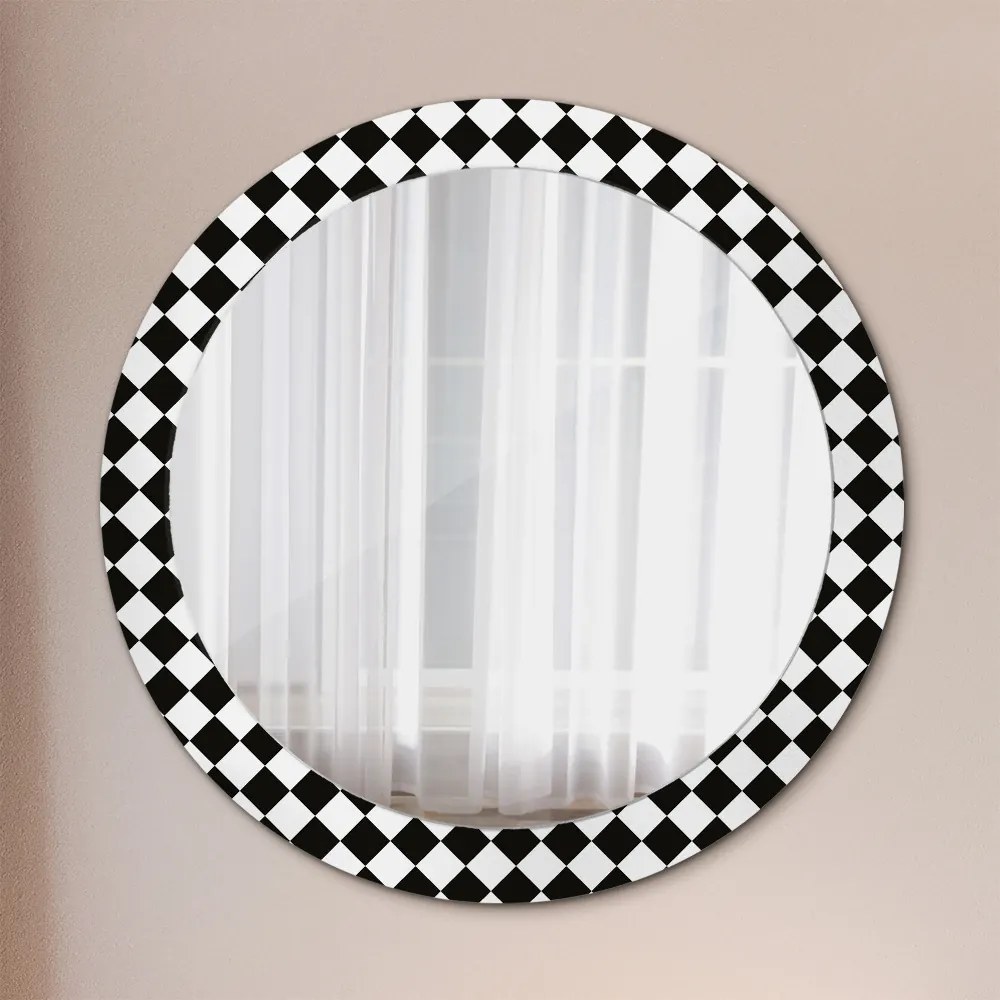 Kulaté dekorativní zrcadlo Šachový stůl fi 80 cm