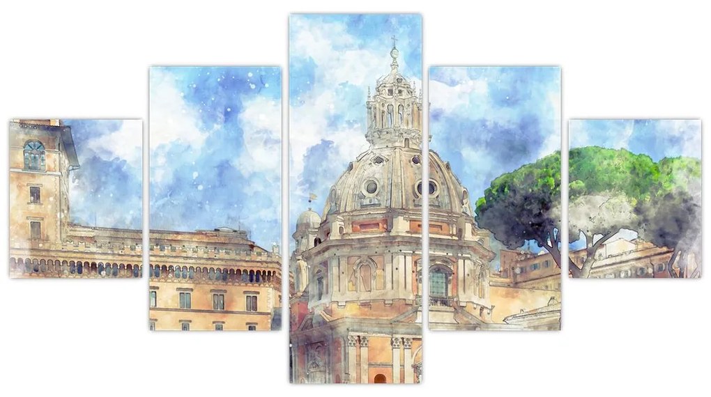 Obraz - Kostel Santa Maria di Loreto, Řím, Itálie (125x70 cm)