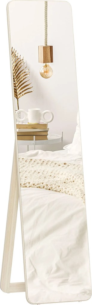 HOMCOM stojací a nástěnné zrcadlo obdélníkové, rozměry 37D x 43Š x 156V cm, přírodní dřevo