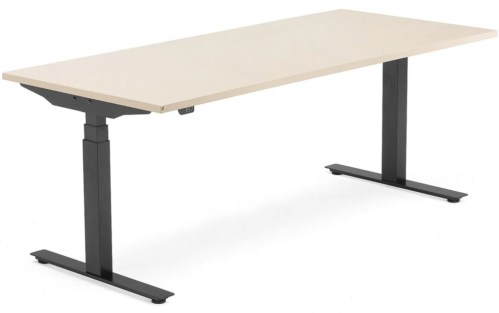 AJ Produkty Výškově nastavitelný stůl MODULUS, 1800x800 mm, černý rám, bříza
