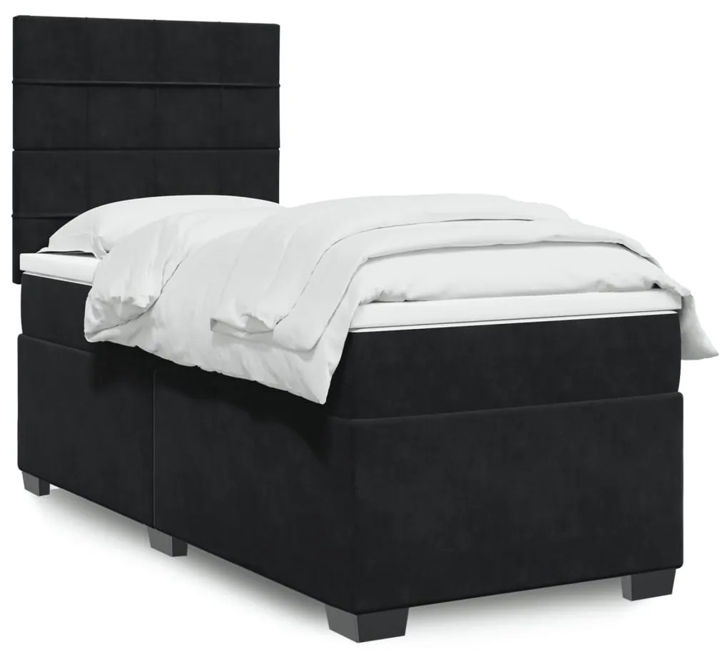 Box spring postel s matrací černá 100x200 cm samet 3293136
