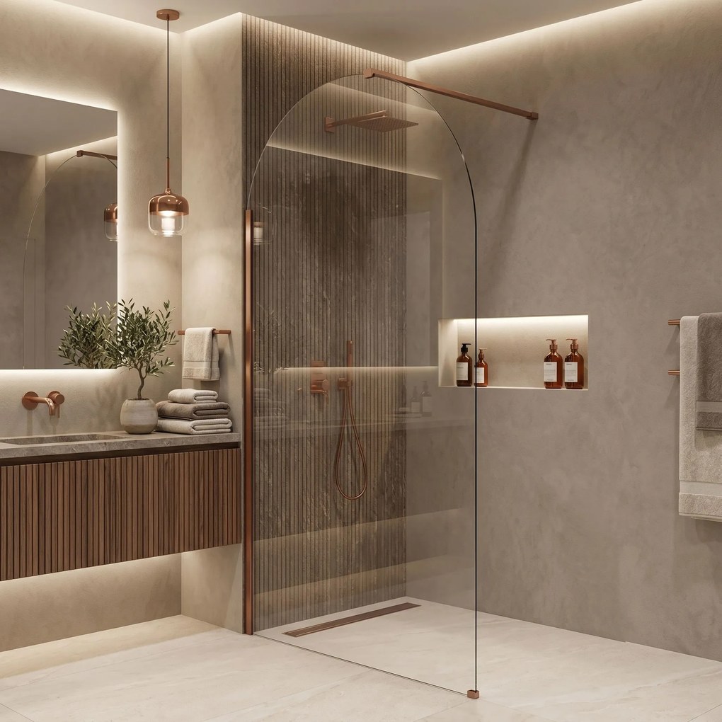 Rea Heaven, sprchová zástěna Walk-in 90 cm, měděná matná, REA-K6686