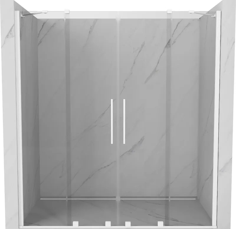 Mexen Velar Duo, posuvné dveře do otvoru 200x200 cm, 8mm čiré sklo, bílá, 871-200-000-02-20