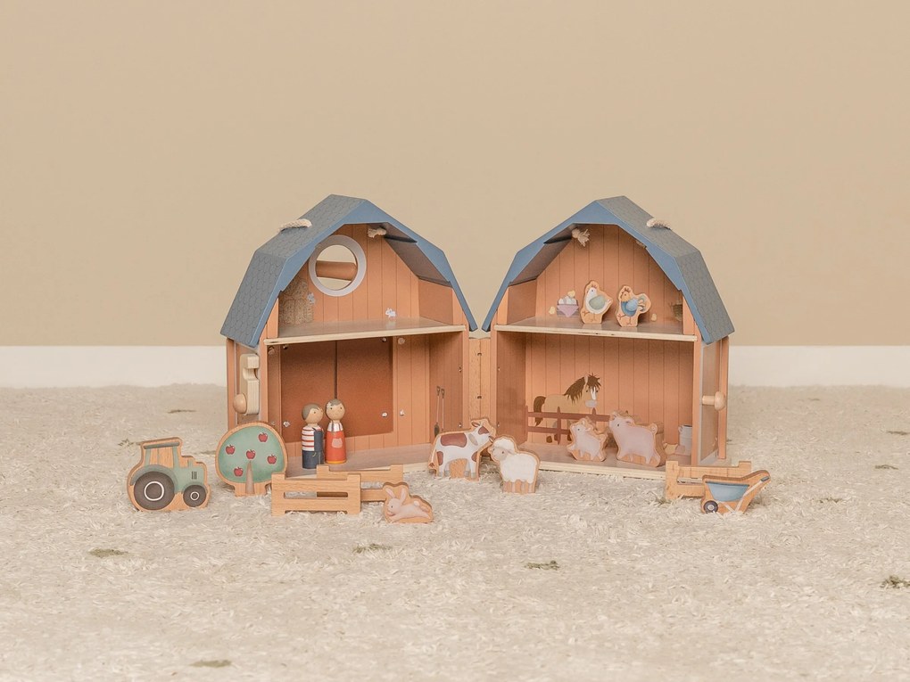Domeček pro panenky dřevěný přenosný Farma