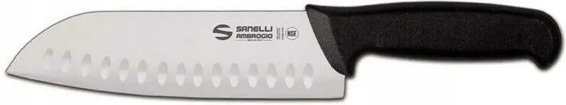 Nůž Santoku Ambrogio Sanelli Supra, grantonová čepel, 20 cm, černý