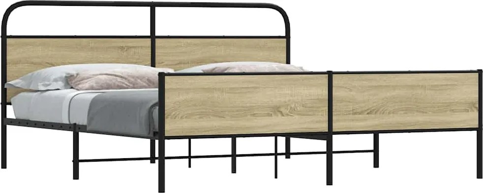 Kovový rám postele bez matrace dub sonoma 183 x 213 cm 3318696