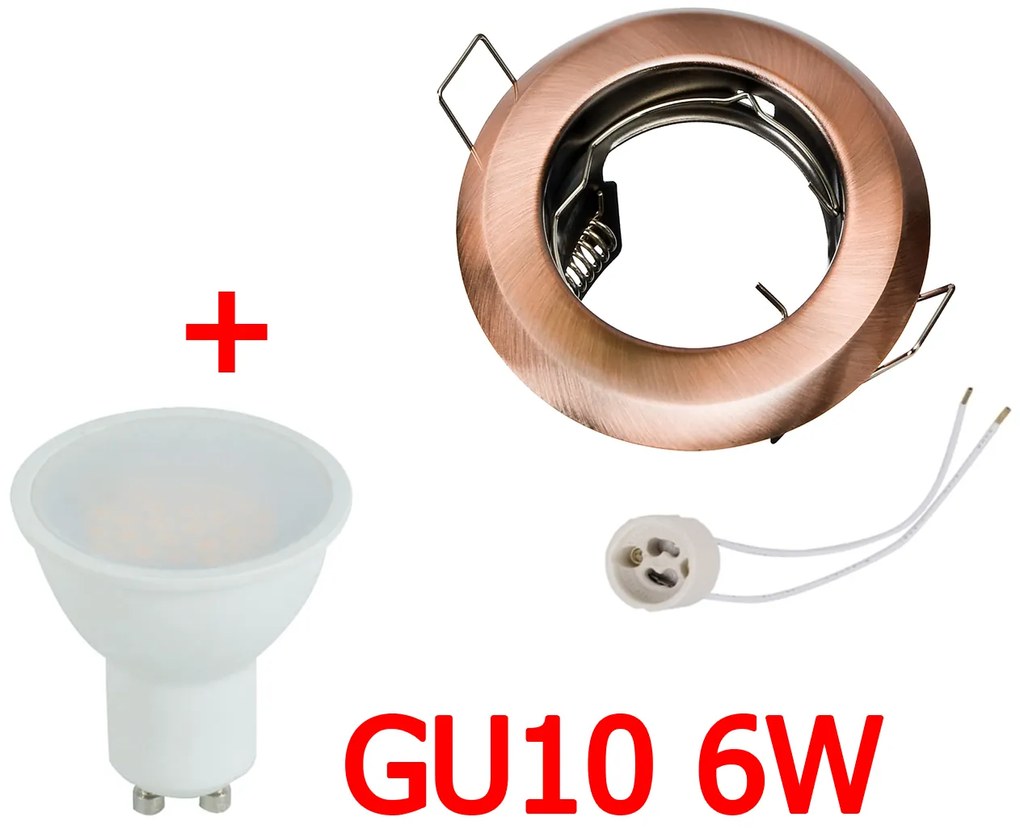 SPLED Podhledové bodové svítidlo BRG70312 nevýklopné  měď + žárovka GU10 6W studená bílá