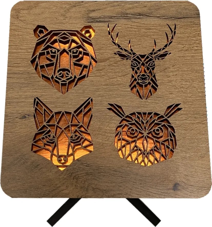 Li-Go "Lesní zvěř" lampa 19x19 cm provedení povrchu: jedle