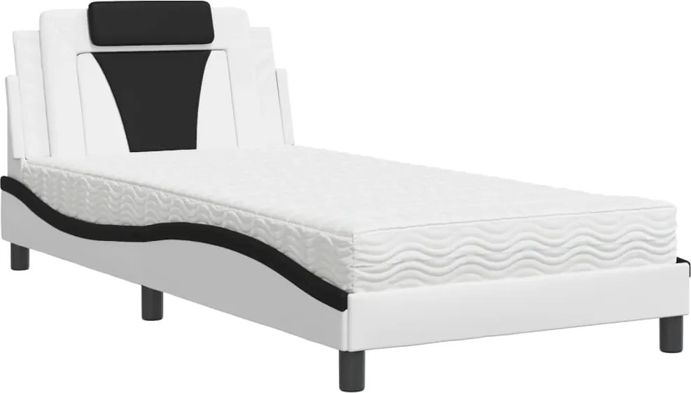 Postel Viana s matrací bílá a černá 100 x 200 cm umělá kůže 3208781