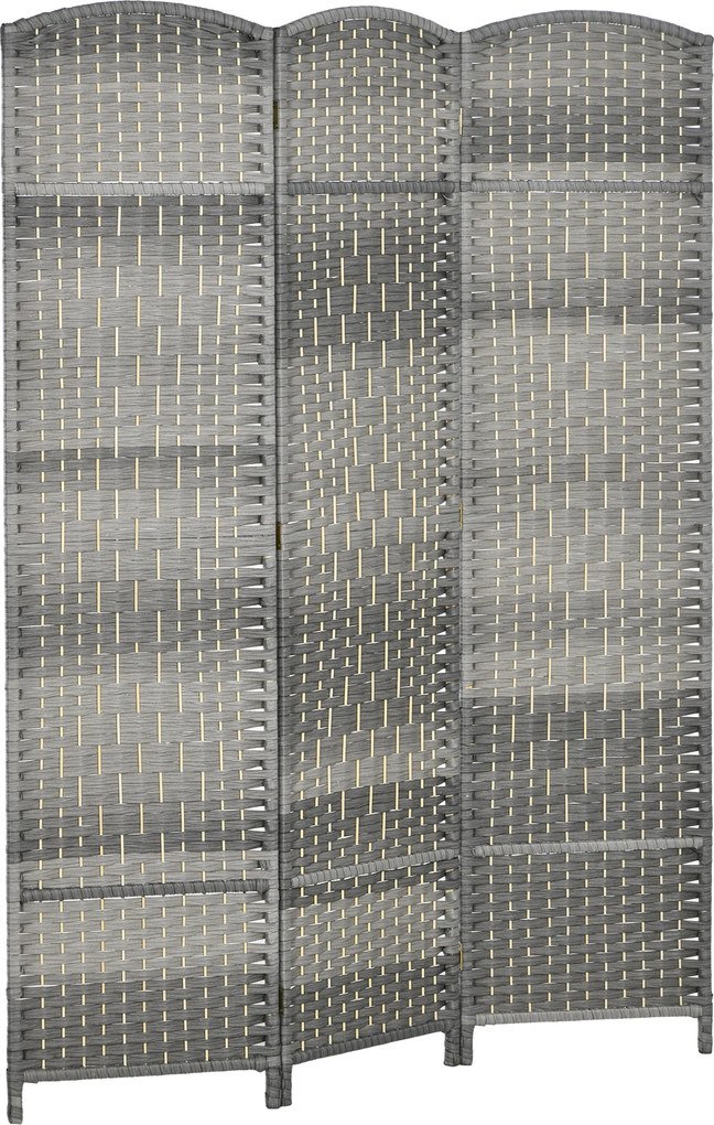 HOMCOM 3-panelový skládací paravan 135x180 cm - dělící obrazovka pro soukromí z polypropylenu do kanceláře nebo ložnice - šedá kombinace