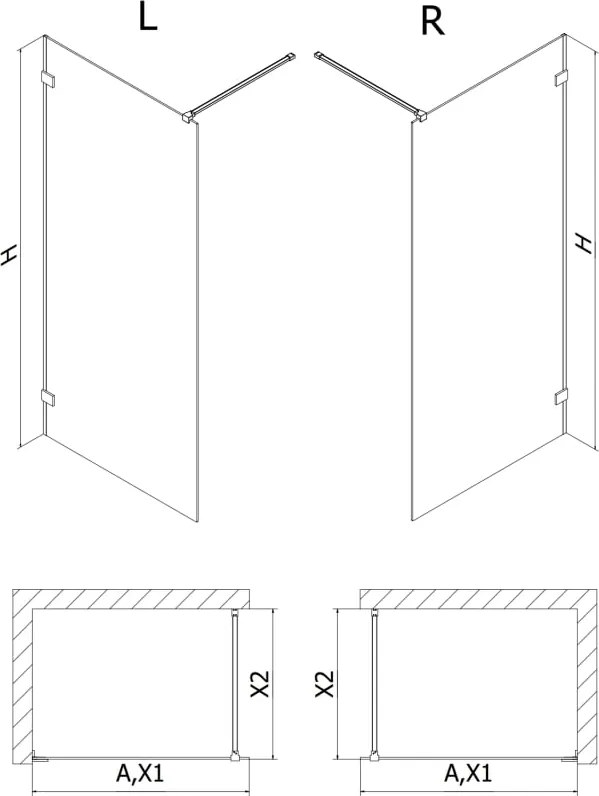 Mexen Lunar sprchová stěna Walk-in levá 160 x 200 cm, transparentní 8 mm, chrom - 830-160-000-01-00-L