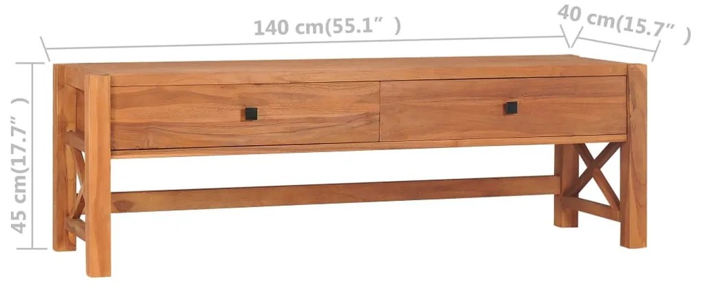vidaXL Marketos TV stolek 140 x 40 x 45 cm teakové dřevo