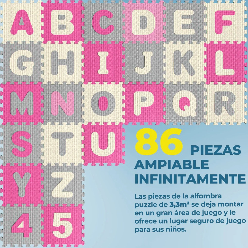 Puzzle podložka 86dílný růžová