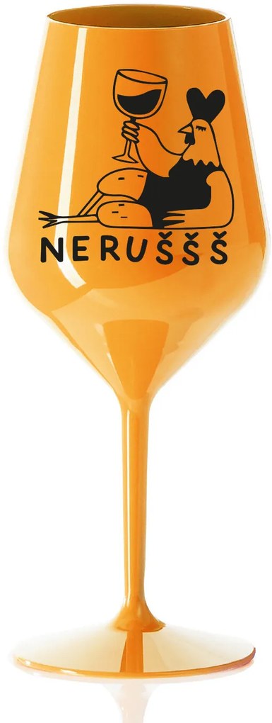 NERUŠŠŠ - oranžová nerozbitná sklenice na víno 470 ml
