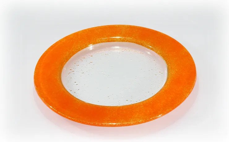 BDK-GLASS Kulaté talíře BAND - s oranžovým okrajem Průměr: 20cm
