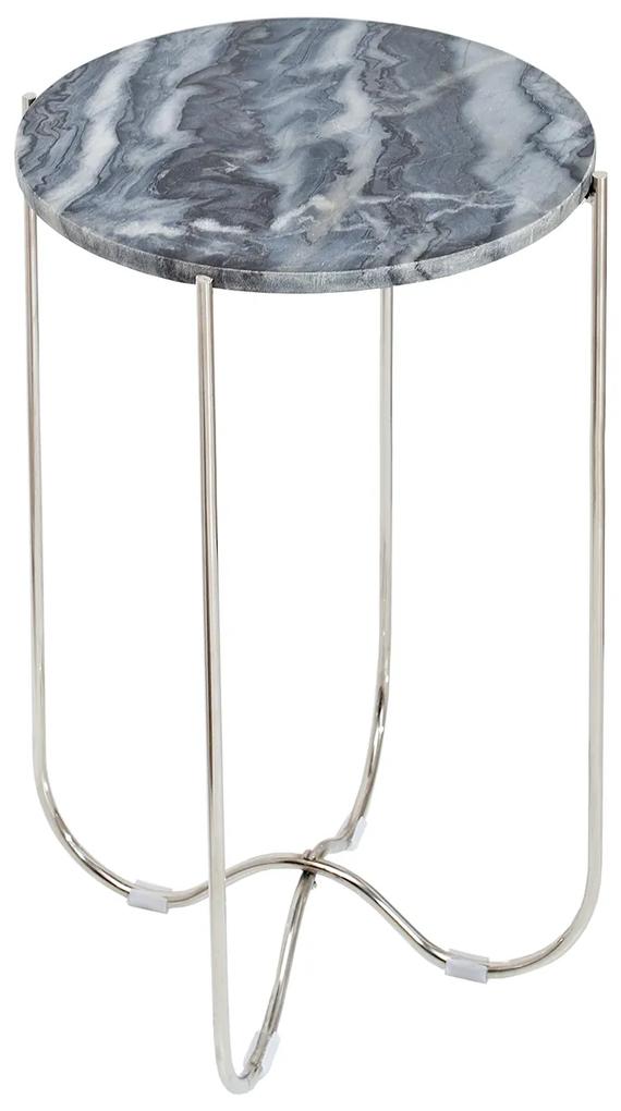 Moebel Living Odkládací stolek DASTON šedý mramor/stříbrná