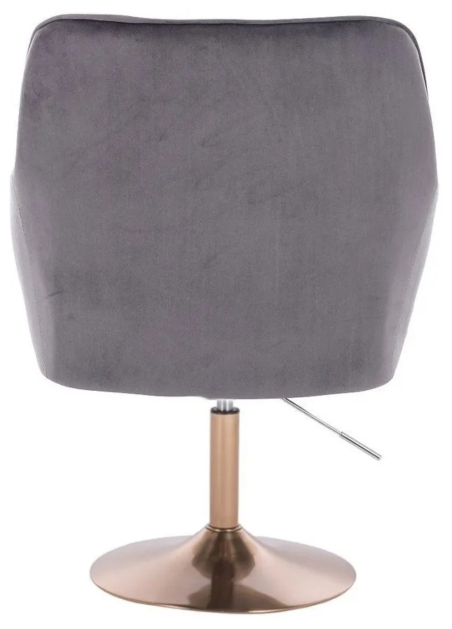 LuxuryForm DESIGN Otočné křeslo AMALFI VELUR na zlatém talíři - tmavě šedé