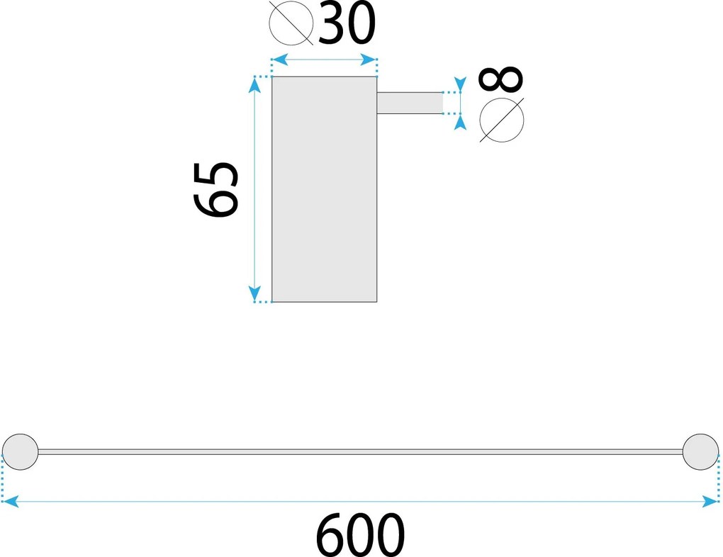 Rea Solo, nástěnný koupelnový věšák 60cm, 64101, zlatá matná, REA-84200