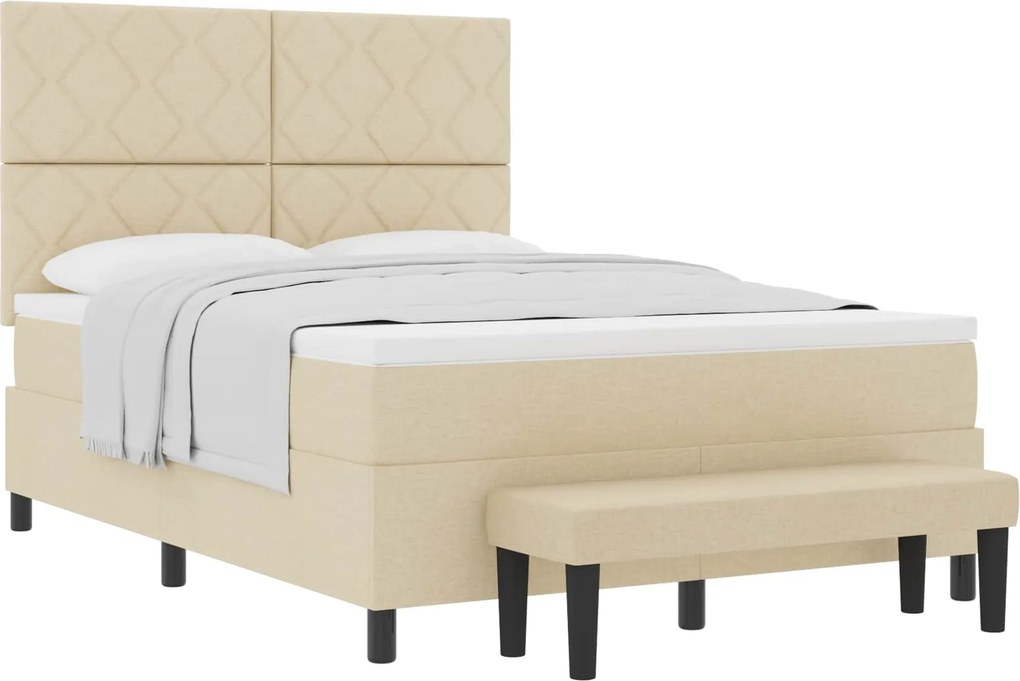Postel s boxspringem s čelo Krémová 160 x 200 cm textil 3344161