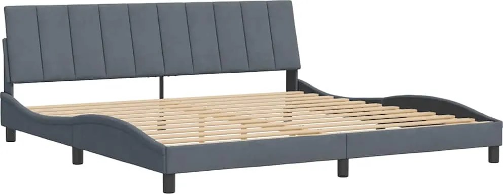 Rám postele bez matrace Hanko tmavě šedý 200 x 200 cm samet 3207868