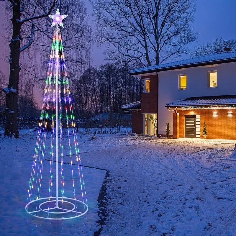 Venkovní vánoční světelný kužel, 2m vysoký, 480 LED diod, bílá konstrukce, různé barvy na výběr Barva: Zelená