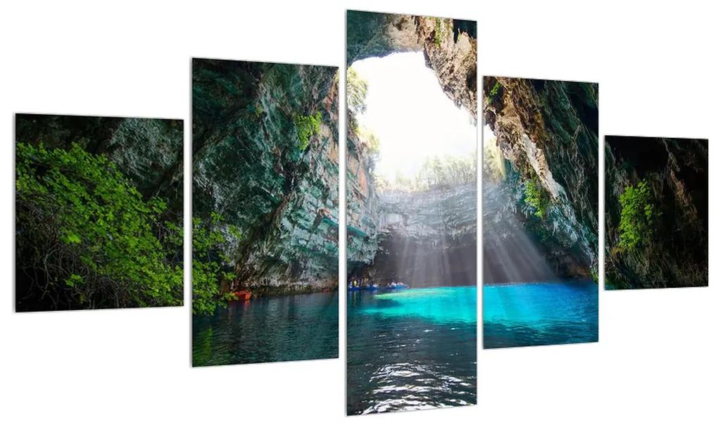 Obraz jeskyně s vodní plochou (125x70 cm)