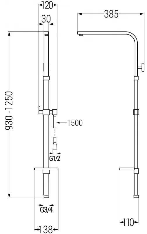 Mexen sprchový sloup Q 3/4", grafitová, 79395-66