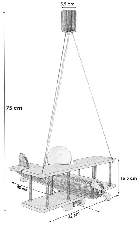 HELLUX Dětský závěsný dřevěný lustr, modrobílý, E27, 1 x 60W 104.11.29