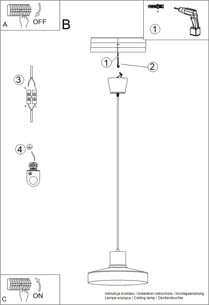 Sollux Lighting Závěsné svítidlo BILO černé