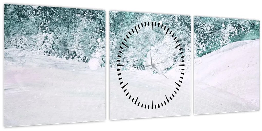 Obraz - Tyrkysová abstrakce (s hodinami) (90x30 cm)