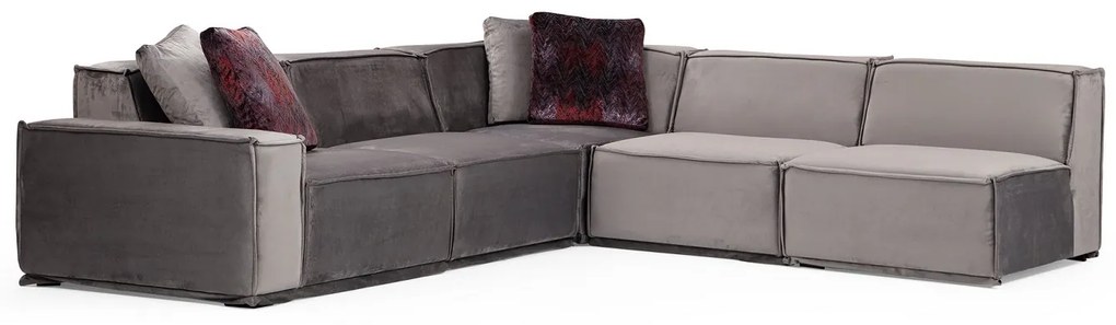 Designová rohová sedačka Valtina II šedá - pravá