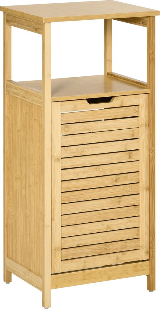 Samostatná skříňka do koupelny kleankin z bambusu s košem na prádlo - úsporná skříňka do koupelny - rozměry 40Š x 30H x 86,5V cm