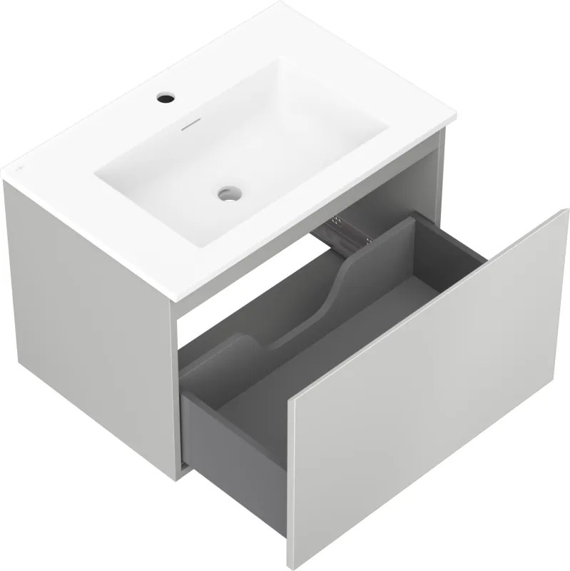 Mexen Orio, koupelnová skříňka 70 cm s umyvadlem Otis, 1 zásuvka, šedá matná/bílá matná, 91A10-07047-1-BF62-W18M01