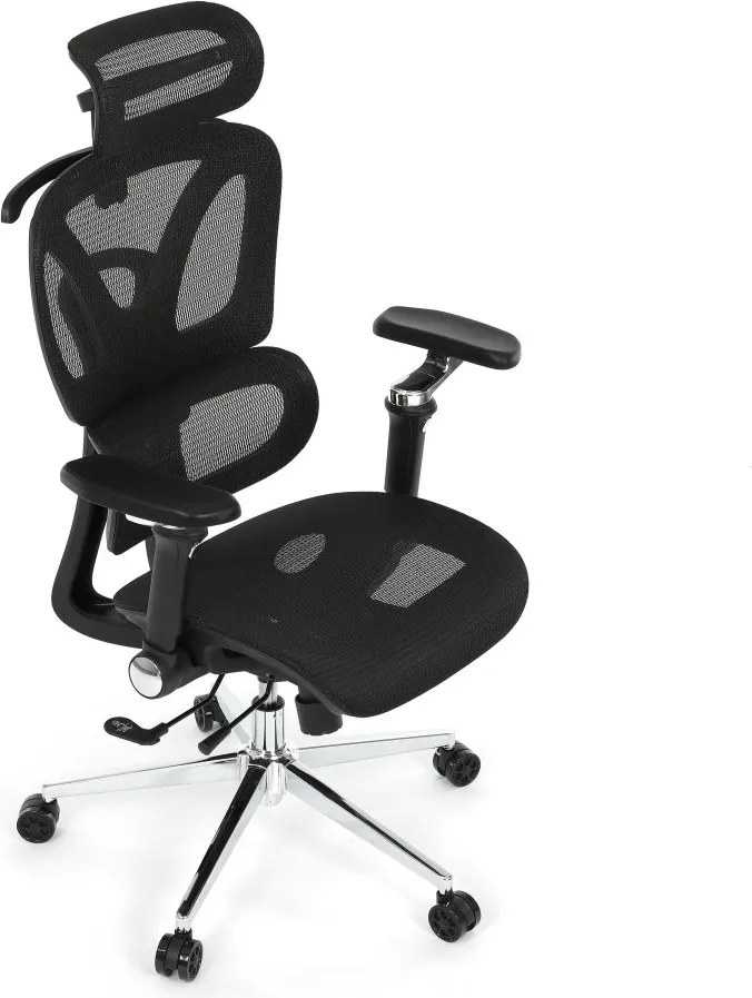 Kancelářská ergonomická židle PORTE — síťovina, černá