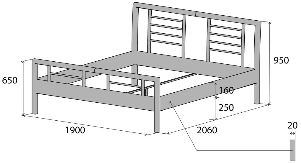 Nábytek ATIKA s.r.o. Kovová postel WIEN Povrchová úprava: stříbrná RAL 9006, Rozměr: 160 x 200 cm