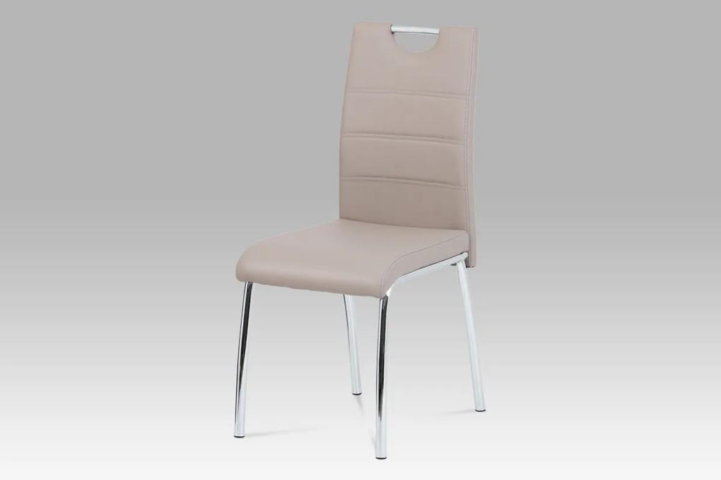 Artium Jídelní židle koženka lanýž / chrom - DCL-401 LAN