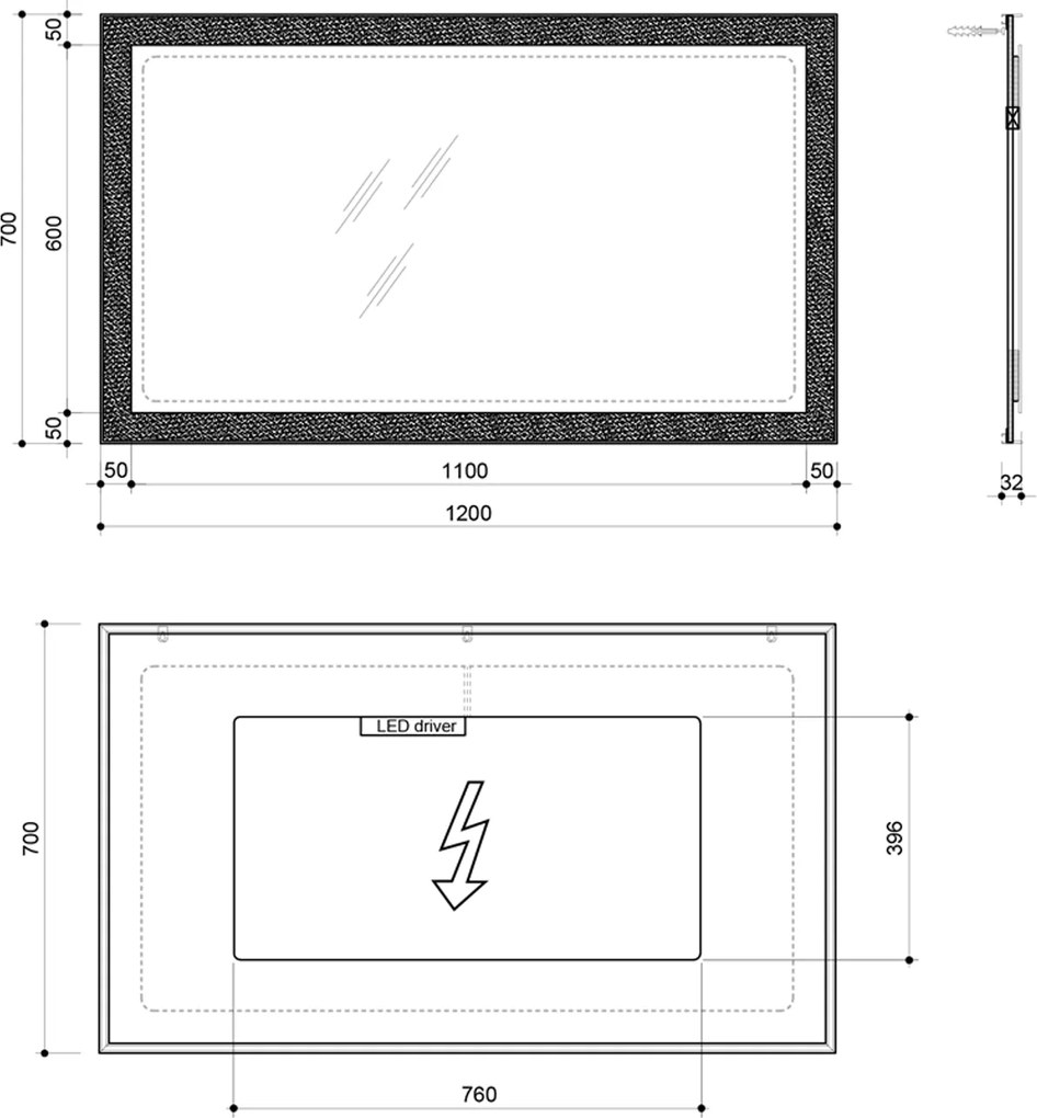 Sapho Sapho, FLUT LED podsvícené zrcadlo 1200x700mm, bílá, FT120