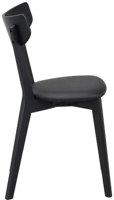 Černá jasanová jídelní židle ROWICO AMI s koženkovým sedákem