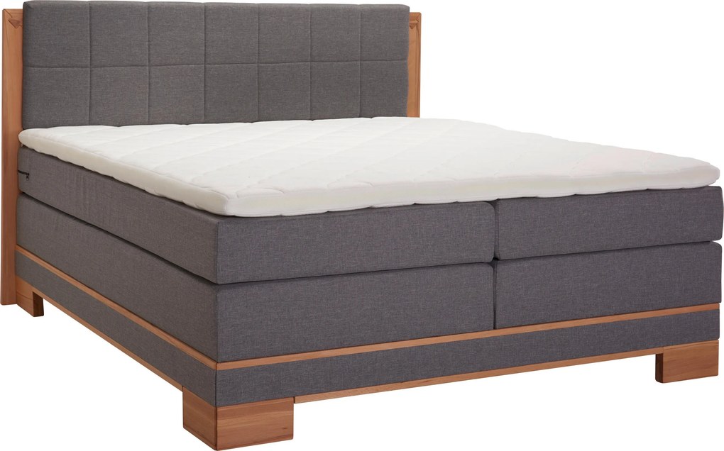 XXXLutz POSTEL BOXSPRING, 180/200 cm, šedá, barvy buku Linea Natura - Manželské postele - 001507002310