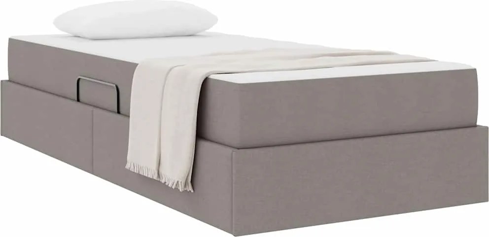 Postel s úložným prostorem a matrací Taupe 90 x 200 cm 3399637