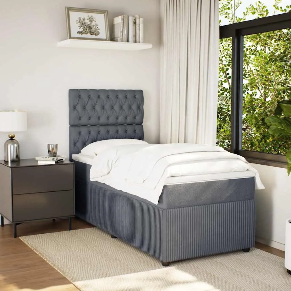 Box spring postel s matrací tmavě šedá 90x200 cm samet 3294545